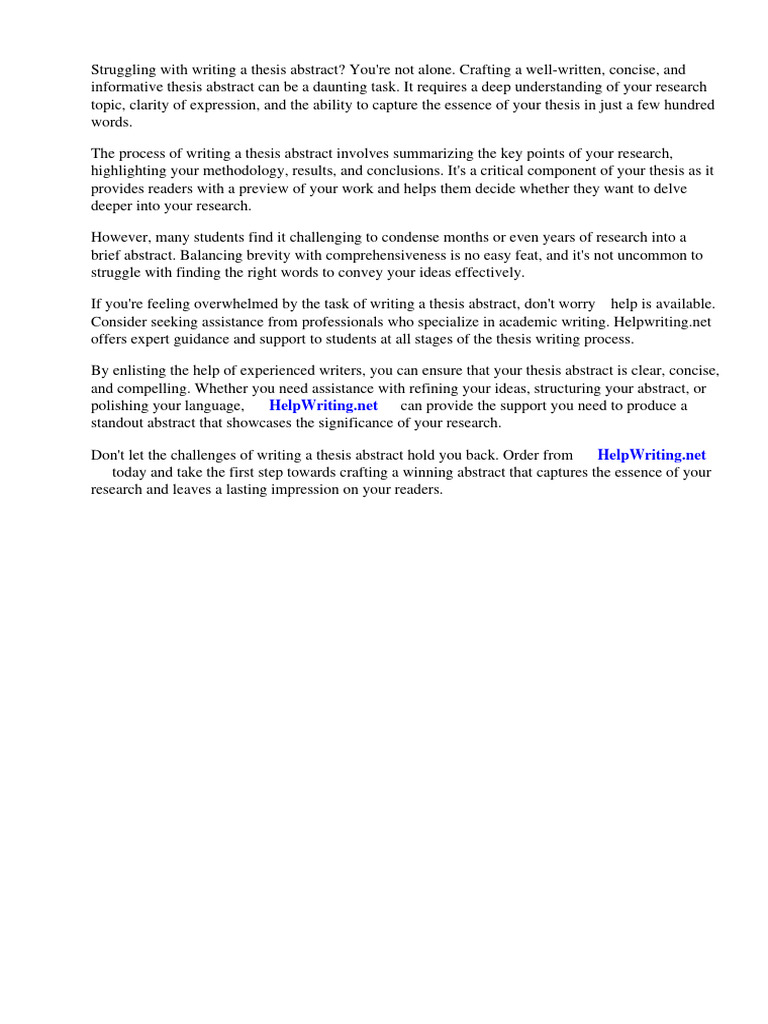 Example of Good Thesis Abstract | PDF | Abstract (Summary) | Thesis