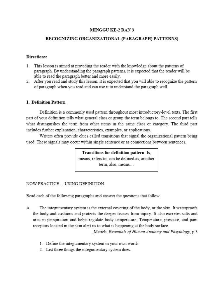 Materi Inter Minggu 2 Dan 3 Paragraph Patterns | PDF | Communication ...
