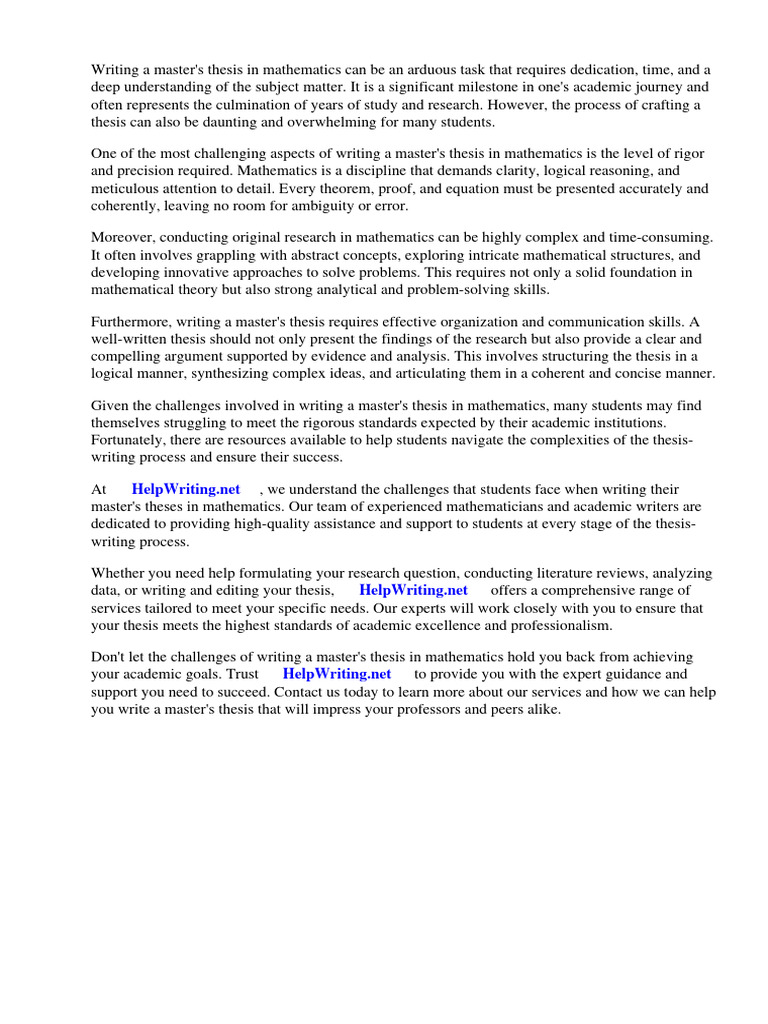 Master Thesis Maths | PDF | Mathematics | Thesis