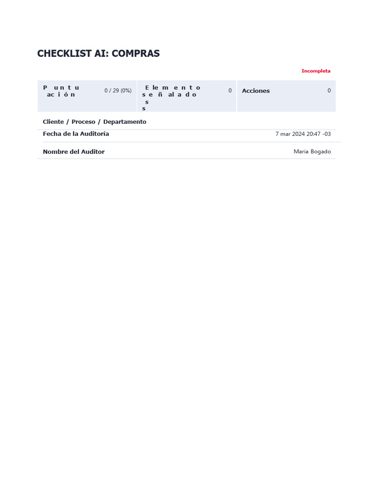 Checklist Ai Compras | PDF | Calidad (comercial) | Business