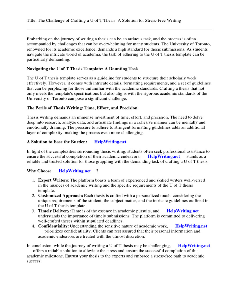 U of T Thesis Writing Made Easy | PDF | Art
