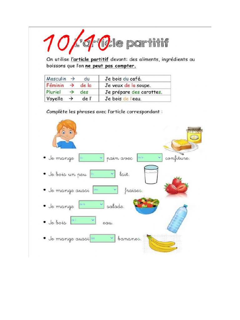 Les Aliments Et Les Articles Partitifs | PDF