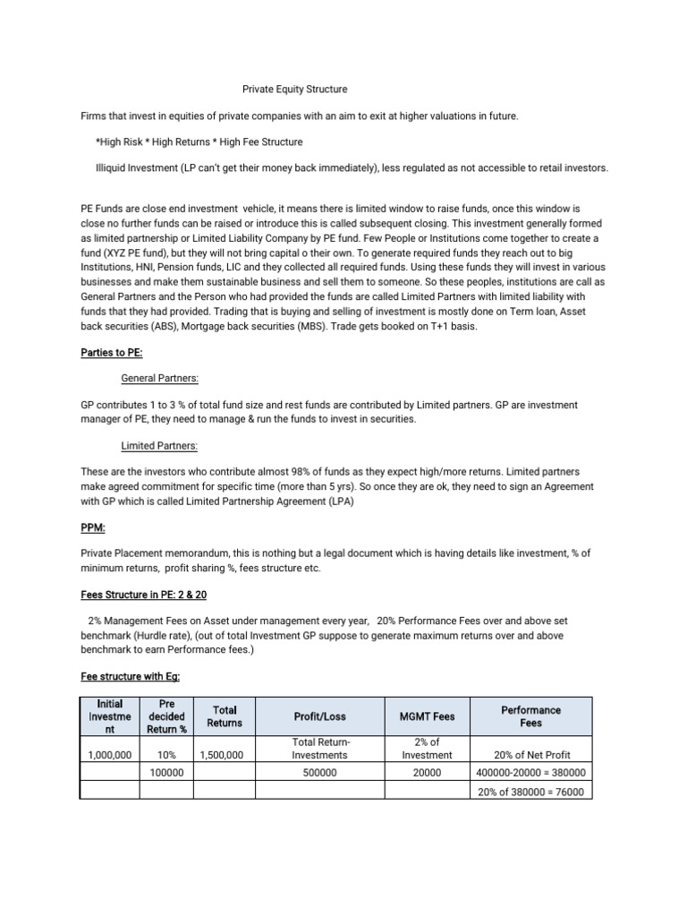 Private Equity Structure | PDF | Investing | Private Equity