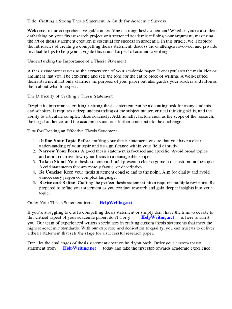 How Do I Create A Good Thesis Statement | Download Free PDF | Essays ...