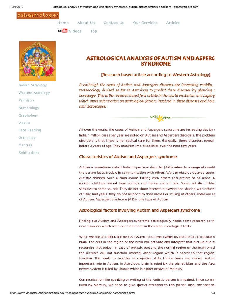 Autism & Astrology: A Unique Analysis | PDF | Autism Spectrum ...