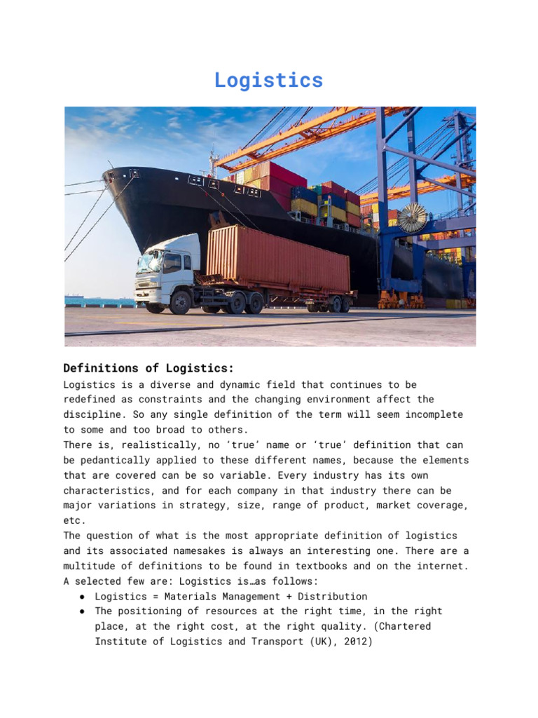 Logistics | PDF | Supply Chain | Warehouse