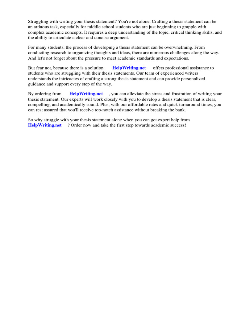Thesis Statement Middle School Worksheets | PDF | Essays | Thought