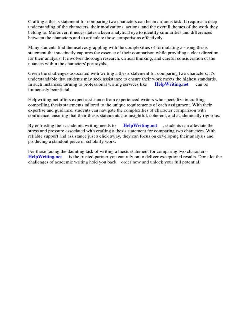 Thesis Statement For Comparing Two Characters | PDF | Science & Mathematics
