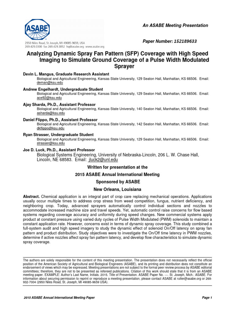 Analyzing Dynamic Spray Fan Pattern (SFP) Coverage With High Speed ...