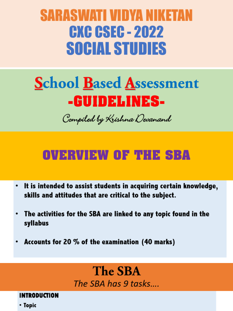 CXC CSEC Social Studies SBA Guidelines | PDF | Methodology