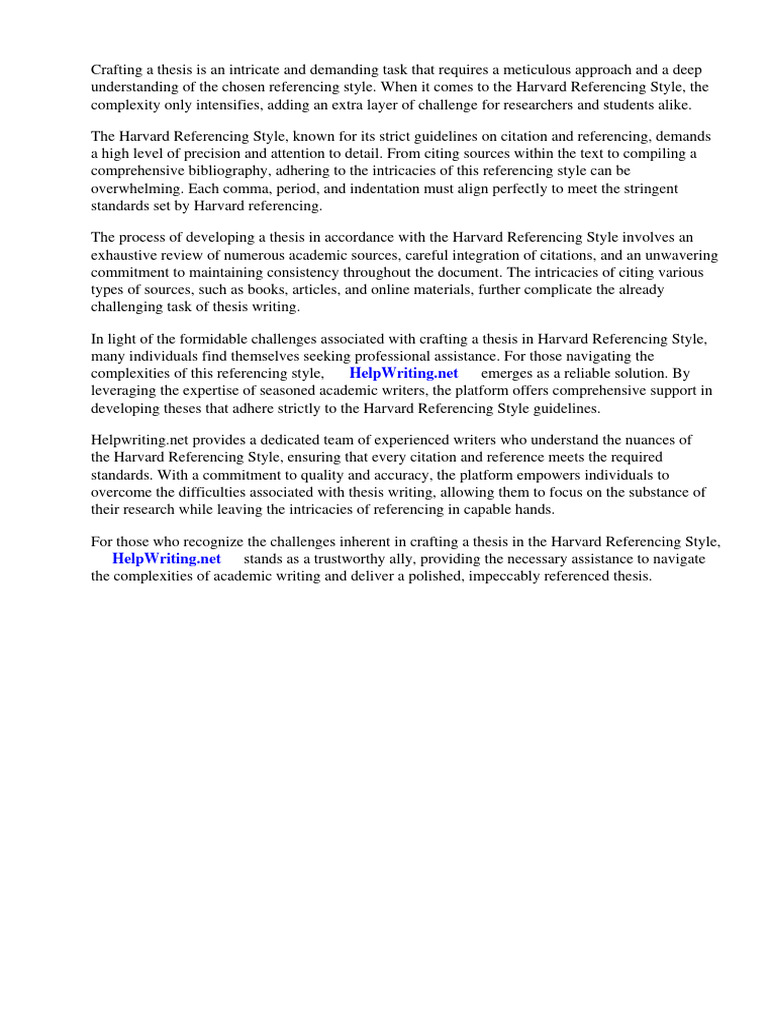 Harvard Referencing Style Thesis | PDF | Citation | Thesis
