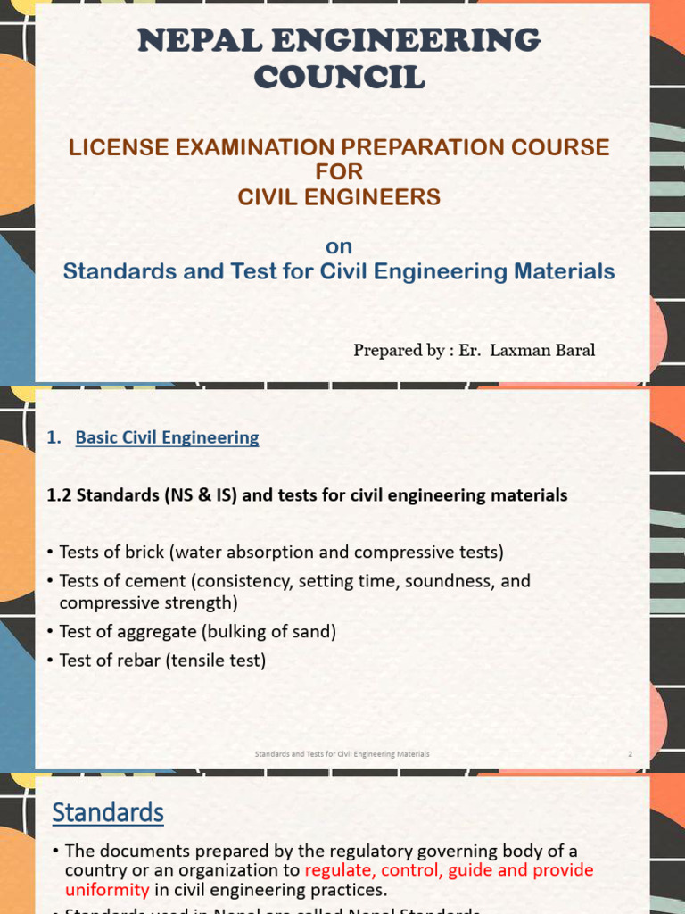 1.2 Standards and Test For Civil Engineering Materials | PDF