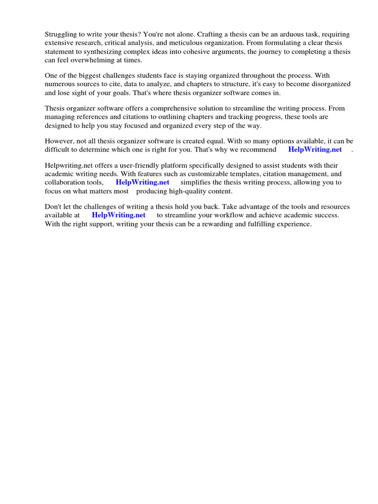 Thesis Organizer Software | PDF | Thesis | Essays