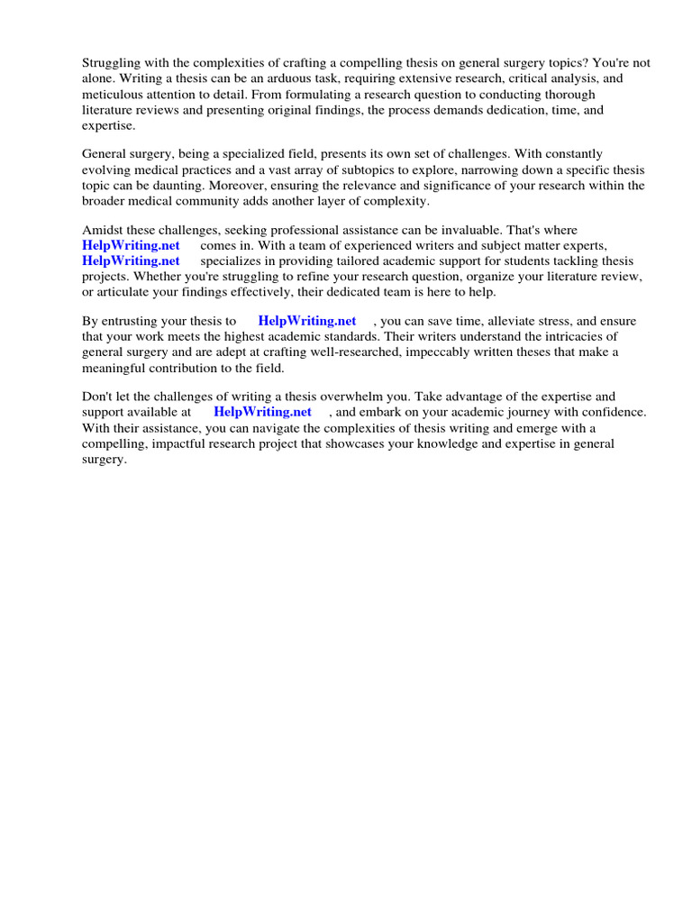 General Surgery Thesis Topics | PDF | Surgery | Thesis
