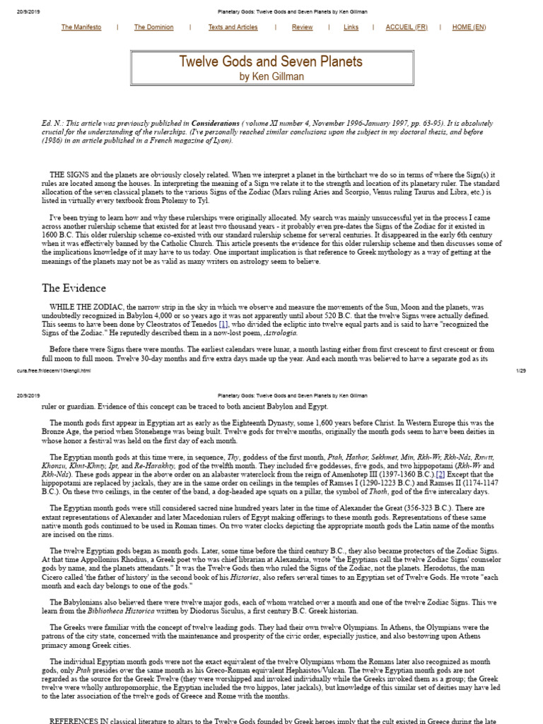 Planetary Gods Twelve Gods and Seven Planets | PDF | Planets In ...
