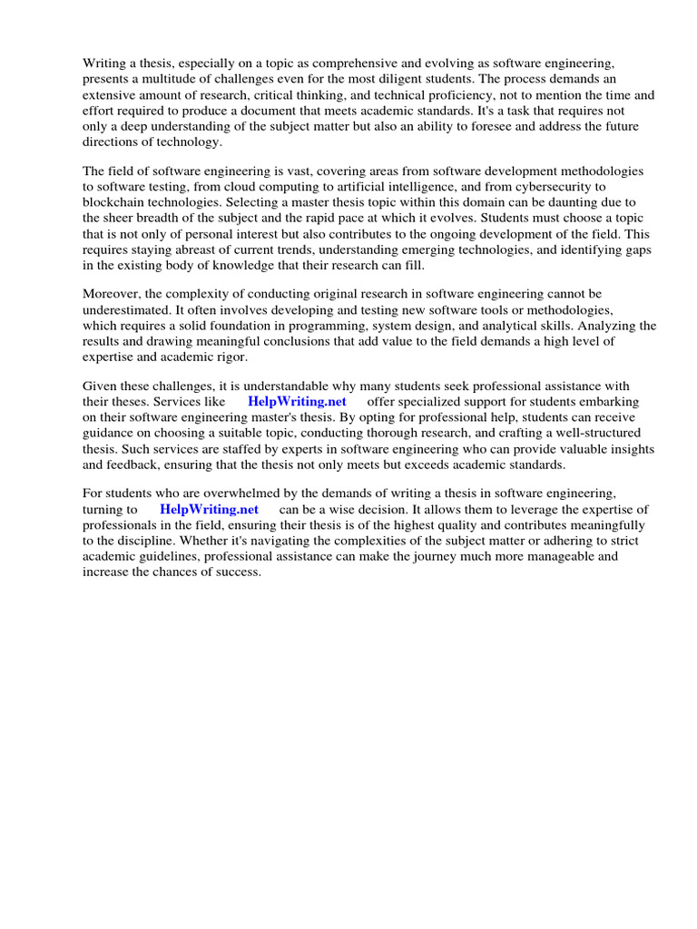 Software Engineering Master Thesis Ideas | PDF