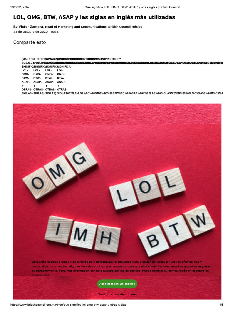 Qué Significa LOL, OMG, BTW, ASAP y Otras Siglas - British Council ...