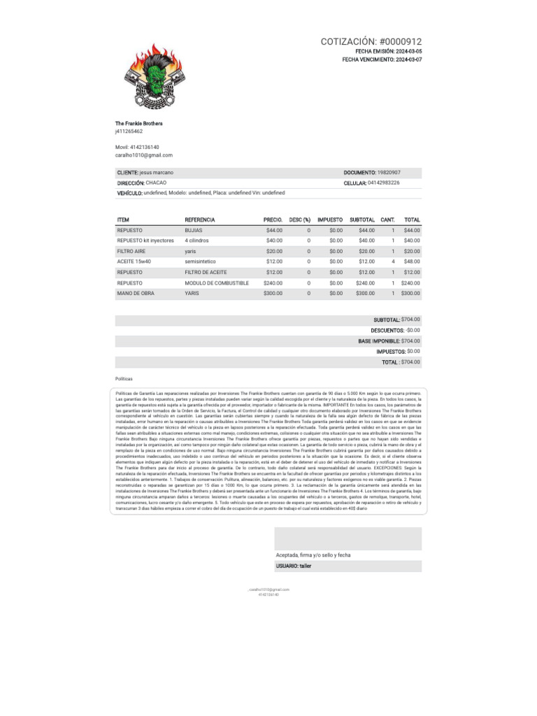 Cotización jesus marcano | PDF