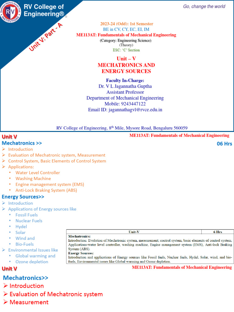 UNIT 5a Mechatronics | PDF