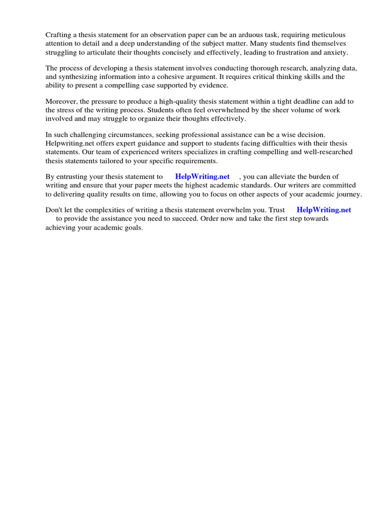 Thesis Statement For Observation Paper | PDF