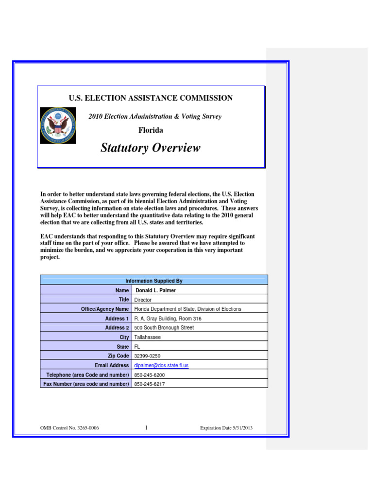 Florida 2010 Election Law Overview | PDF | Identity Document | Absentee ...