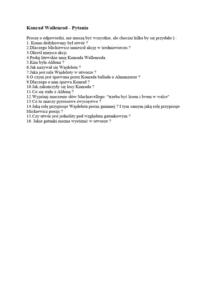 Konrad Wallenrod 1 | PDF