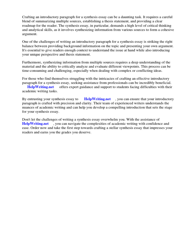 Crafting Synthesis Essay Introductions | PDF | Essays | Thesis
