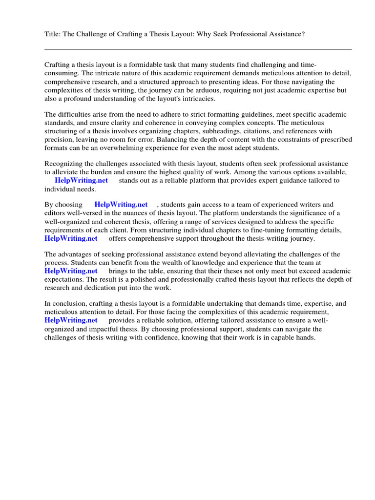 Thesis Layout | PDF | Thesis | Page Layout