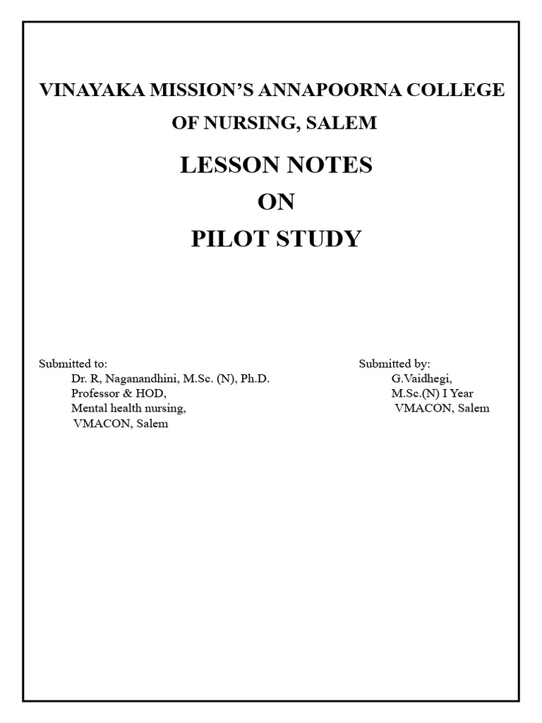 Research Lesson Notes On Pilot Study | PDF Research Lesson Notes On Pilot Study | PDF
