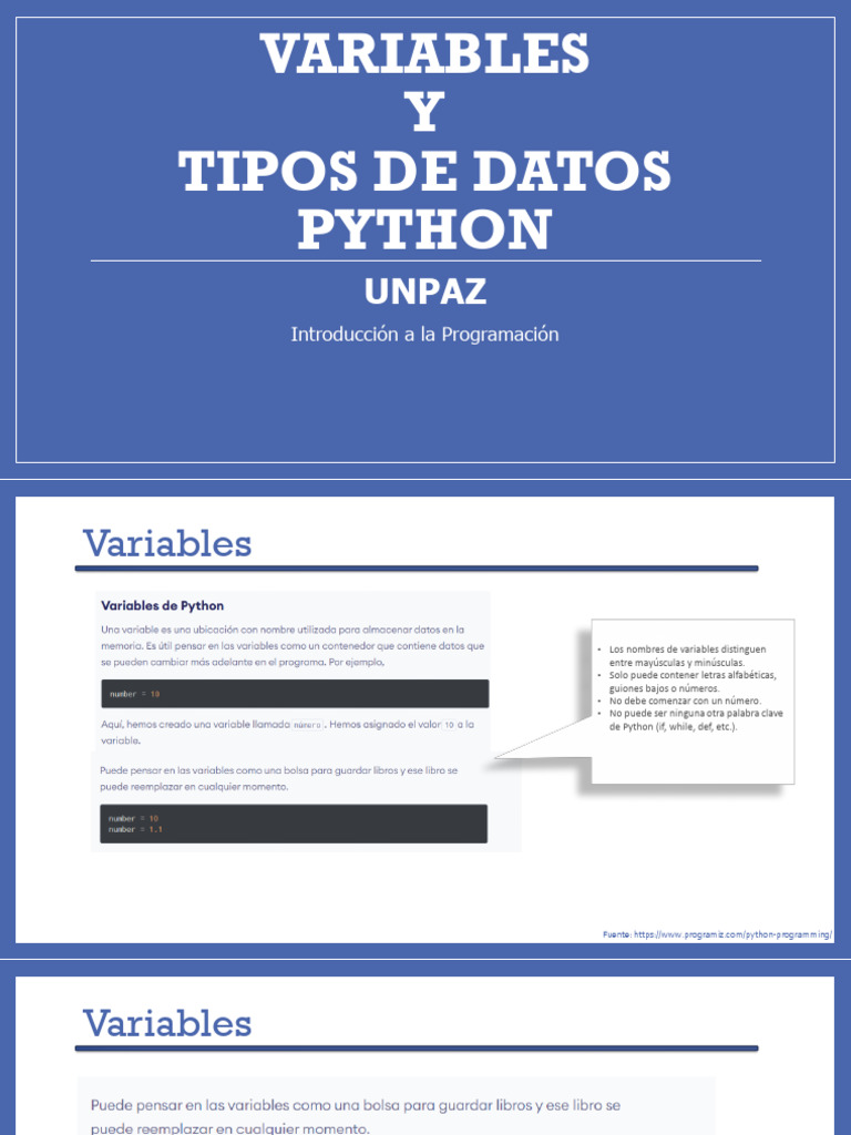 03 Variables Tipos Datos | PDF | Python (lenguaje de programación ...