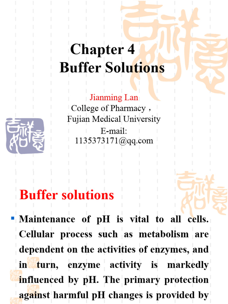 13 7. Chapter 4 Buffer Solutions | PDF | Acid | Buffer Solution