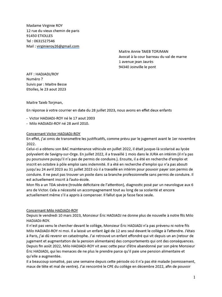 Courrier Avocat 1 | PDF