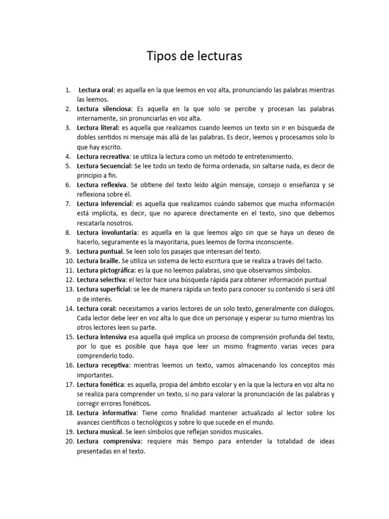 Tipos de lecturas | PDF | Comunicación | Cognición