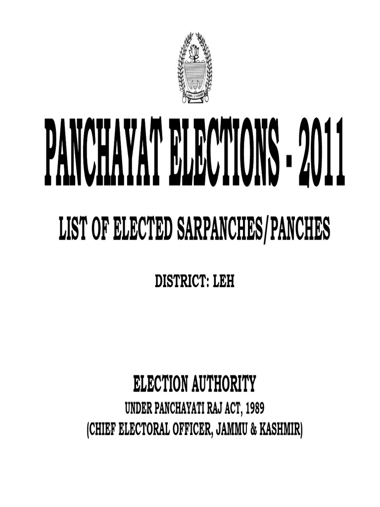 List of Elected Sarpanches/Panches: Election Authority | PDF ...