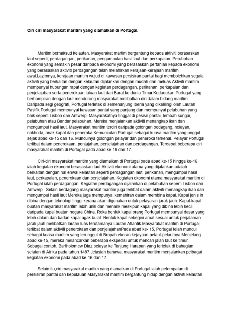 Ciri2 Masyarakat Maritim Di Portugal | PDF