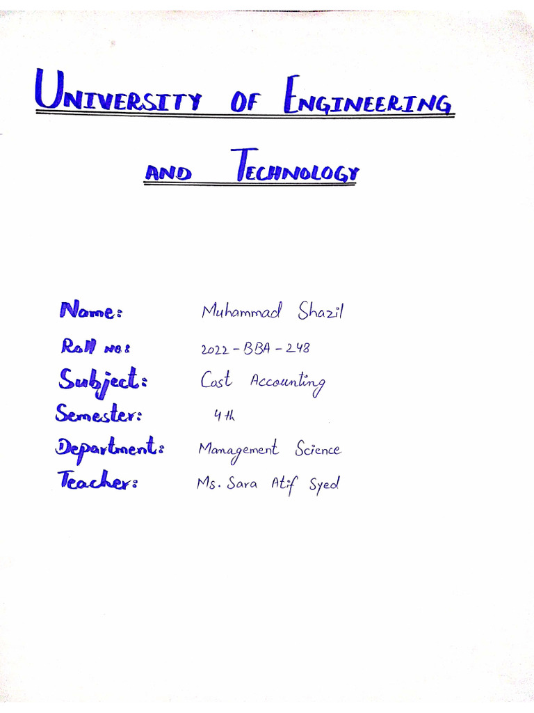 Cost Accounting Assignment | PDF