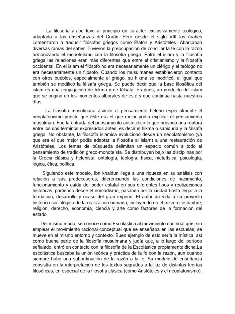 La Filosofía Árabe y La Escolastica | PDF | Filosofía islámica ...