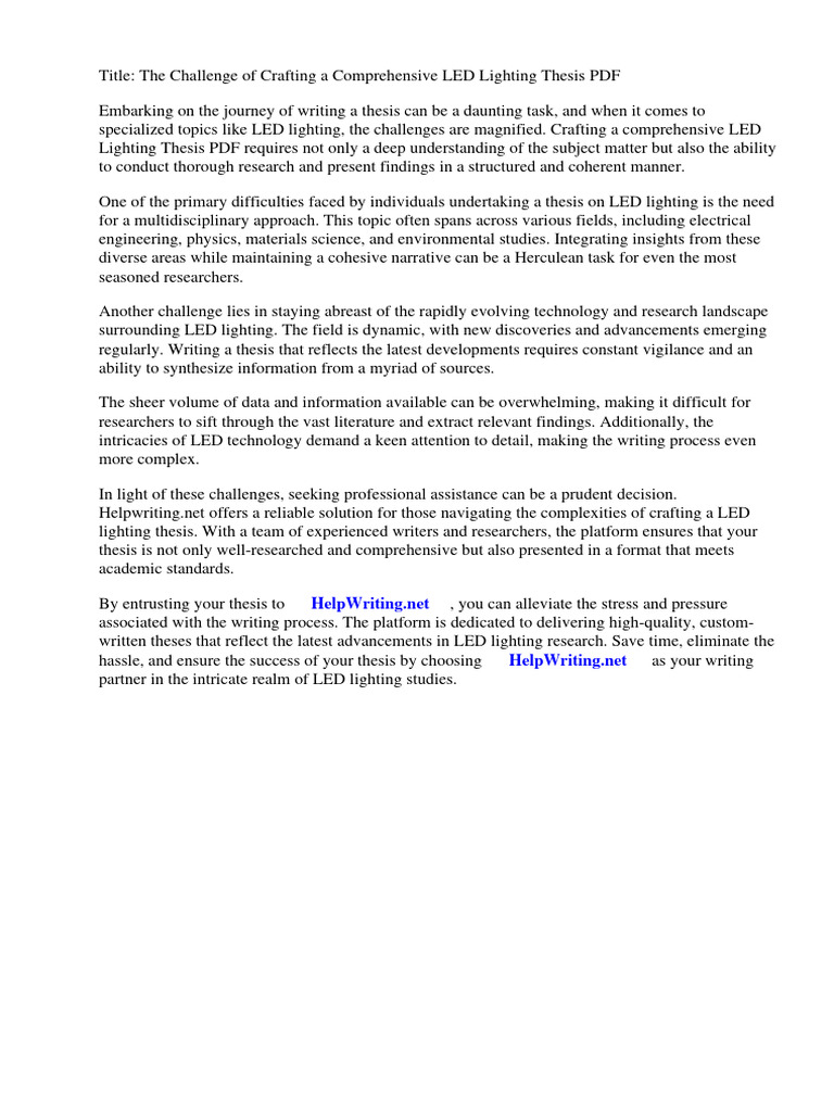 Led Lighting Thesis PDF | PDF | Light Emitting Diode | Lighting