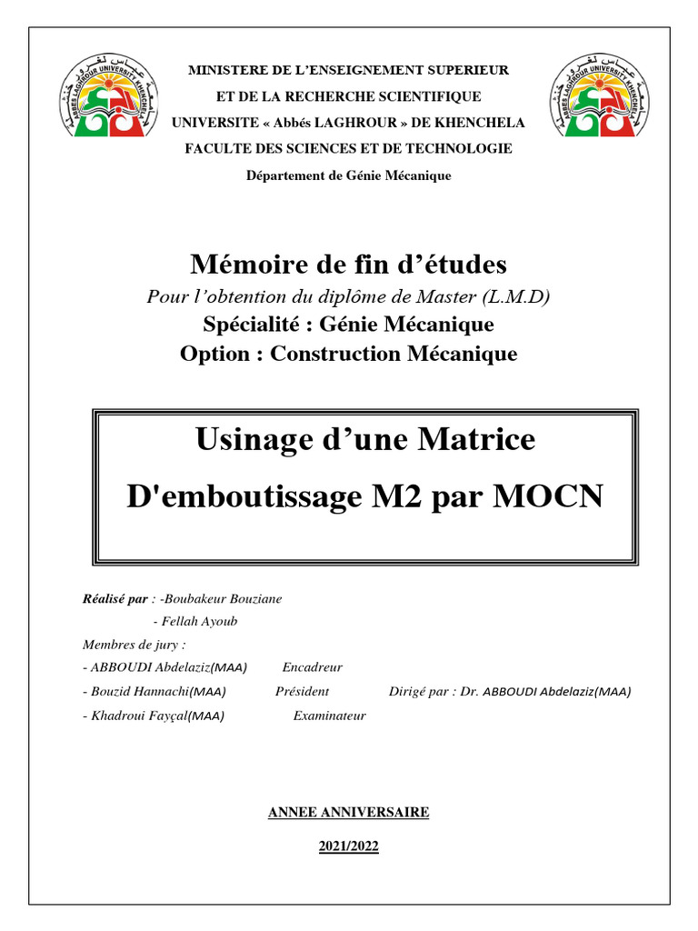 Usinage D'une Matrice D'emboutissage M2 Par MOCN | PDF