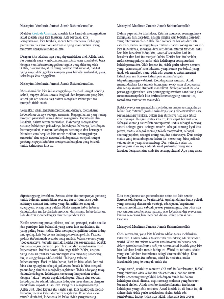 Khutbah Jumat Siapa Kita | PDF | Gaya Hidup