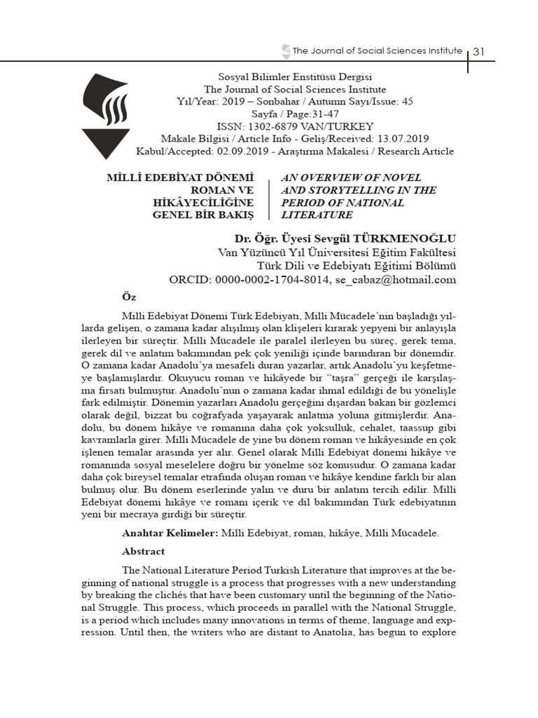 Mi Lli Edebi Yat Donemi Roman Ve Hi Kaye | PDF