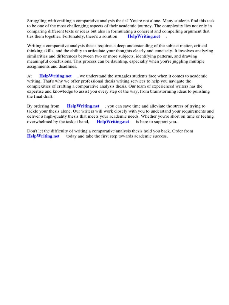 How To Write A Comparative Analysis Thesis | PDF