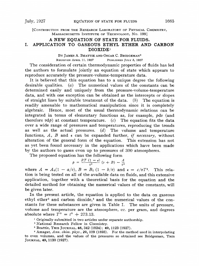 A New Equation of State For Fluids I | PDF