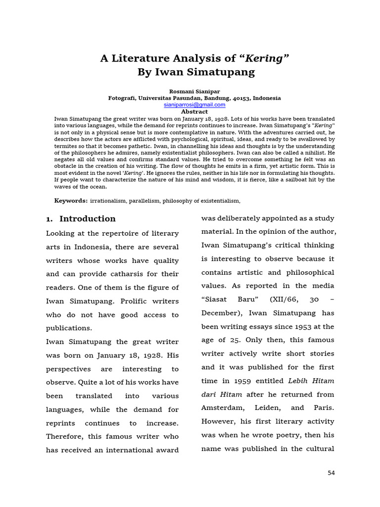 Iwan Simatupang's "Kering" Analysis | PDF | Thought | Existentialism