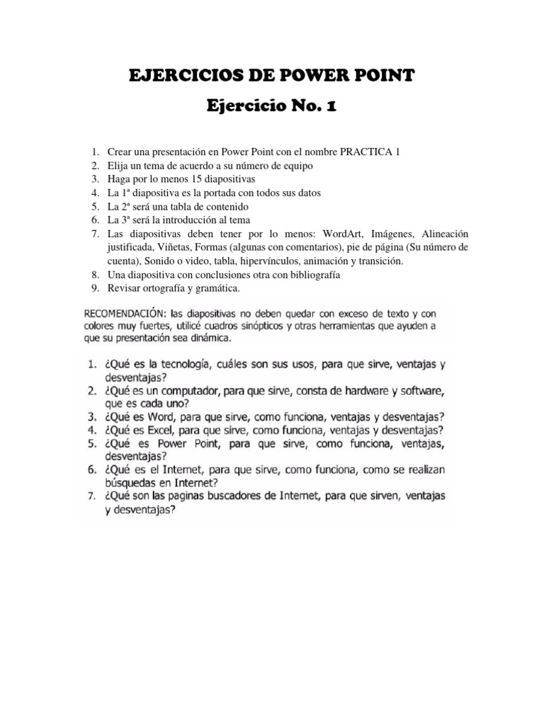 Ejercicios de Power Point | PDF