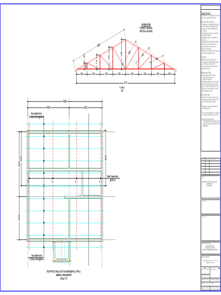 Residential Roof Structure Plan | PDF | Structural Engineering | Architectural Elements