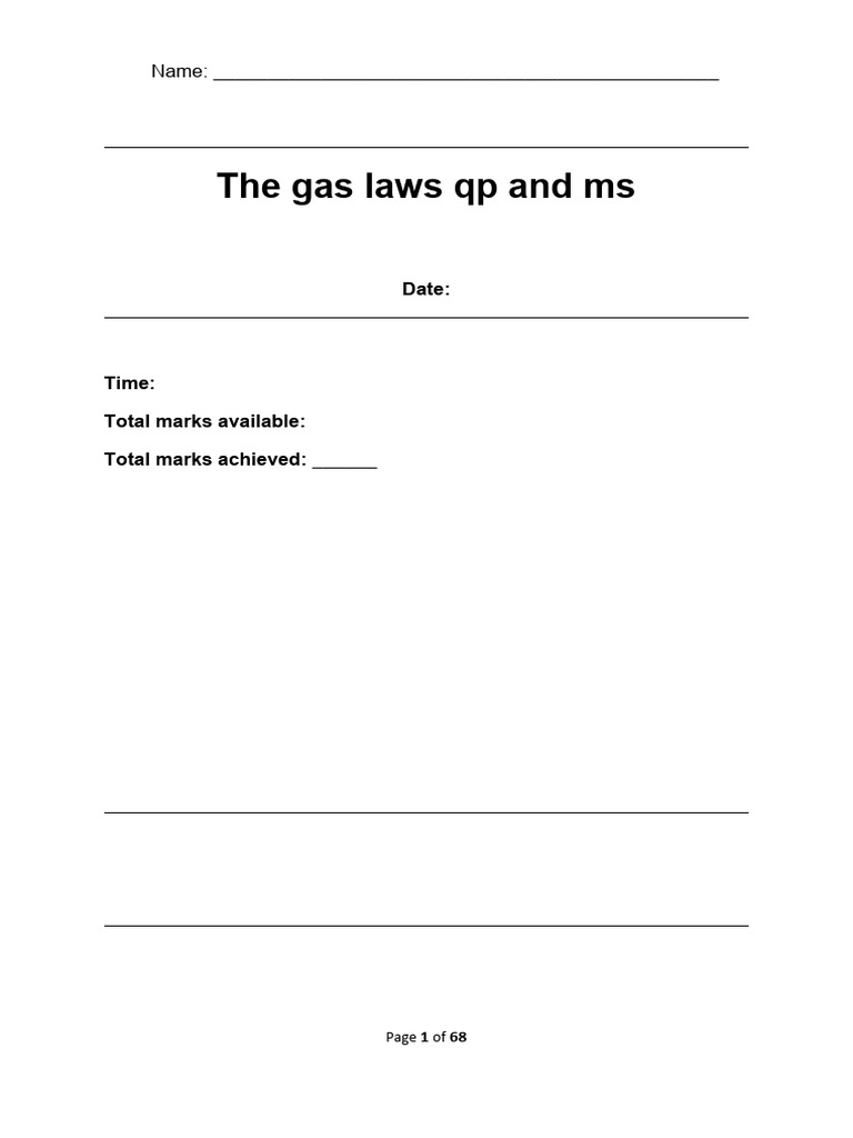 The Gas Laws QP and Ms | PDF