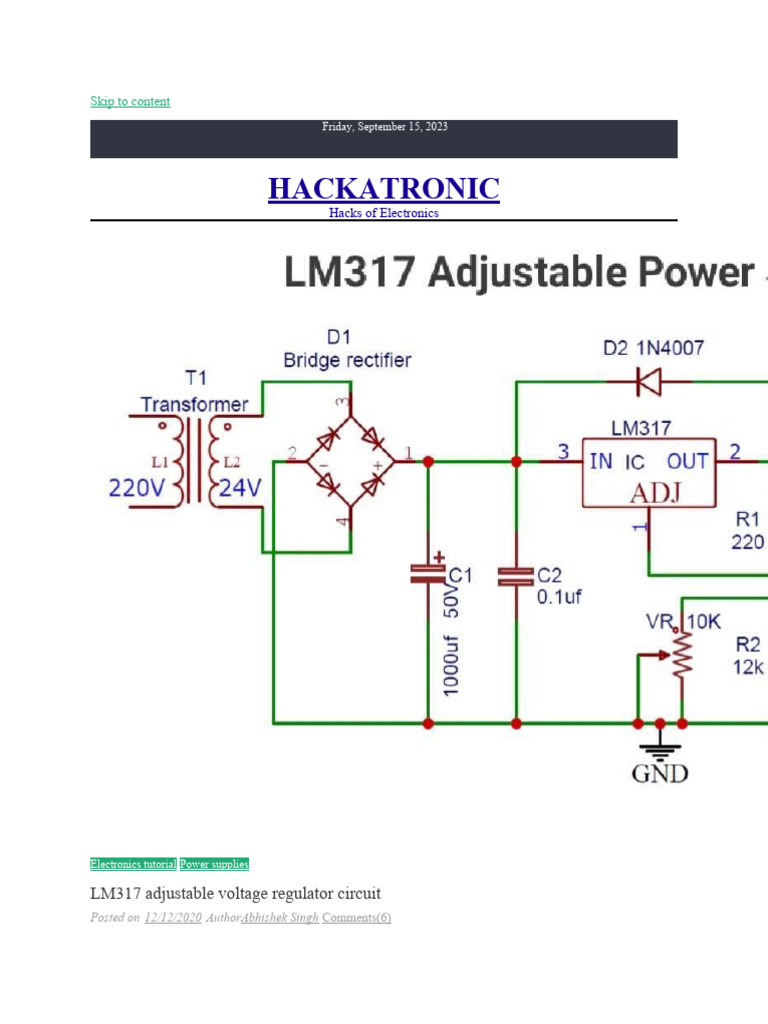 LM 317 Transistor | PDF | Rectifier | Power Supply