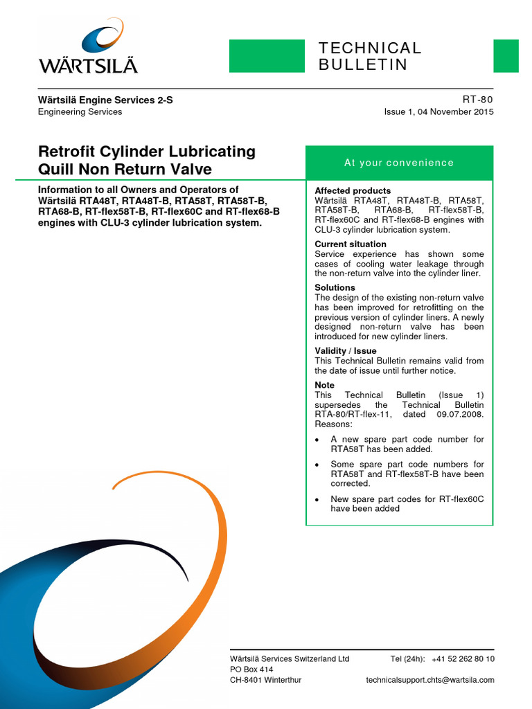 Retrofit for Lubricating Quill NRV | PDF | Cylinder (Engine) | Valve