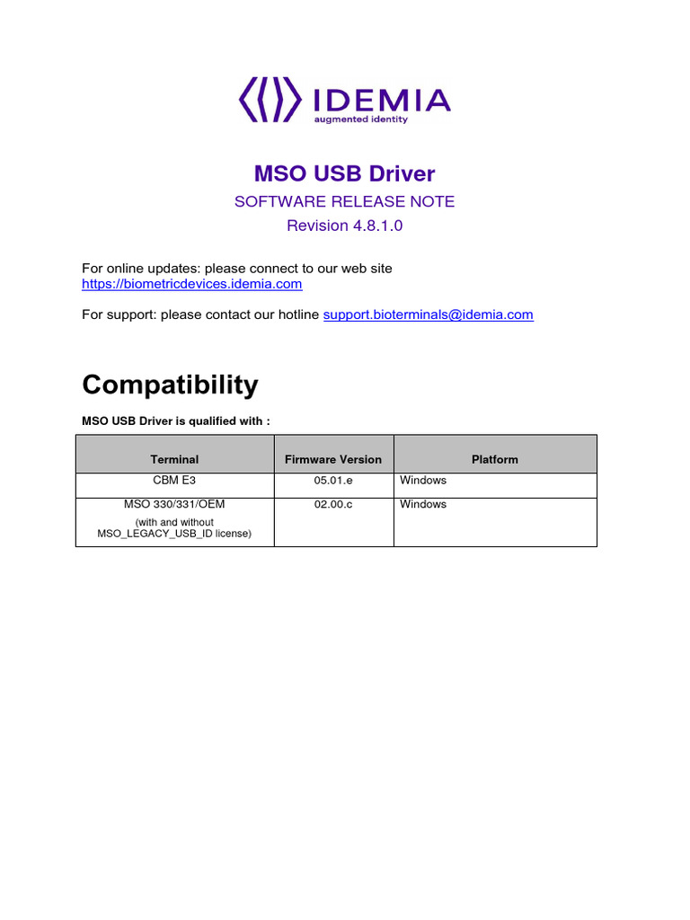 MSO USB Driver Release Notes | PDF | Microsoft Windows | Windows 10